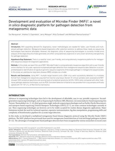 Pdf Development And Evaluation Of Microbe Finder Mifi ® A Novel In