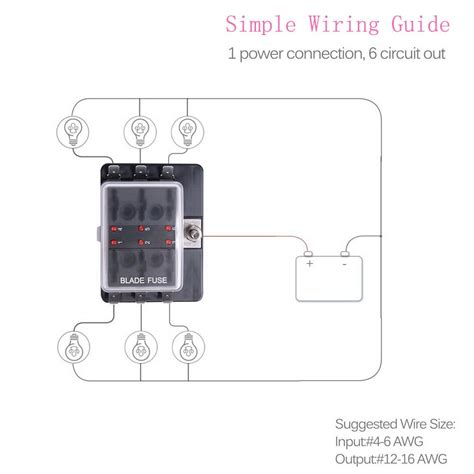 Snapklik Com 6 Way RV Fuse Block Blade Fuse Box DC1232V 12V Junction Box LED Indicator Fuse