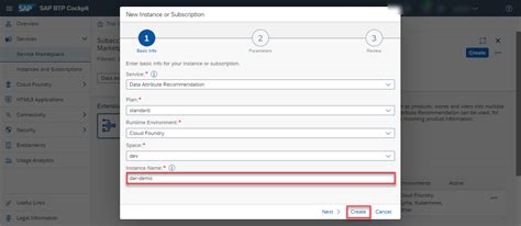 Use Trial To Create A Service Instance For Data Attribute Recommendation Sap Tutorials