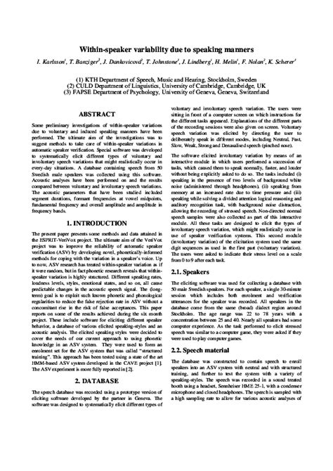 pdf within speaker variability due to speaking manners