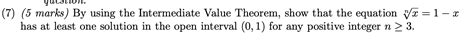 solved 7 5 marks by using the intermediate value
