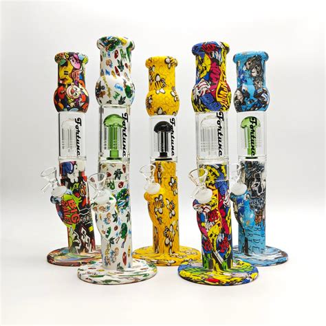 Fortune 125 Silicone Hydrographic Tree Perc Waterpipe — Bong Outletcom