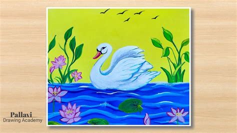 How To Draw Swan Drawing Easy And Beautiful Swan Painting Poster