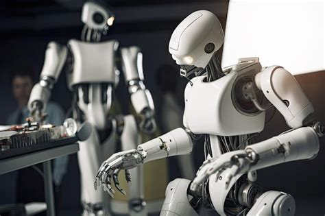 Premium Ai Image Robot Performing Delicate With Human Doctor In The Background Created With