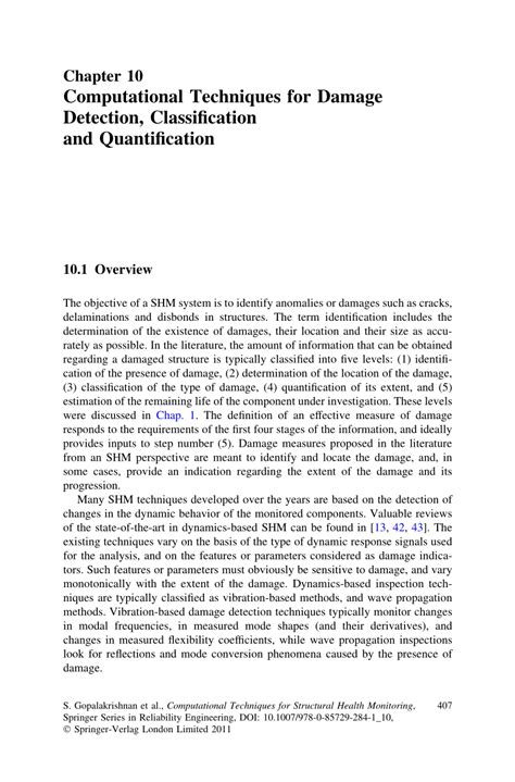 PDF Computational Techniques For Damage Detection Classification And Quantification
