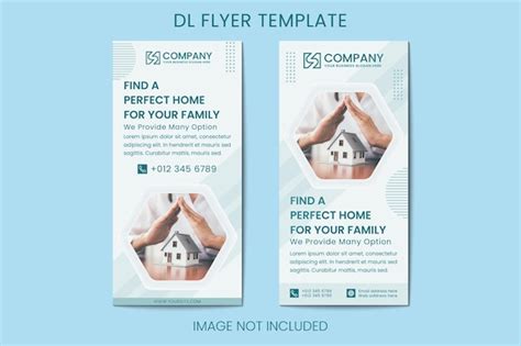 평면 디자인 추상적인 기하학적 부동산 회사 Dl 전단지 및 전단지 디자인 프리미엄 벡터