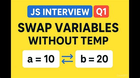 Javascript Interview Question 1 Swap Two Variables Without Using