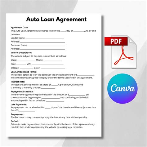 Auto Loan Contract Template Car Payment Template Auto Finance