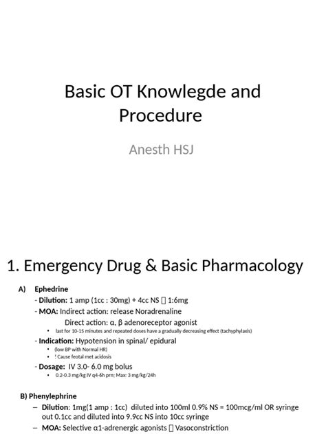 Basic Ot Knowledge Compiled Pdf Acetylcholine Anesthesia