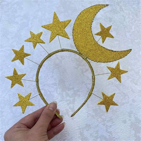 Moon Star Headband Celestial Headpiece Halloween Christmas Crown Etsy