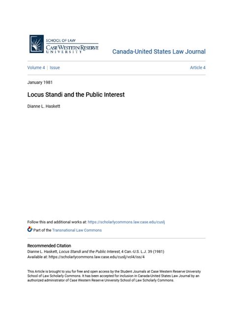 Locus Standi And The Public Interest Pdf Standing Law Justice