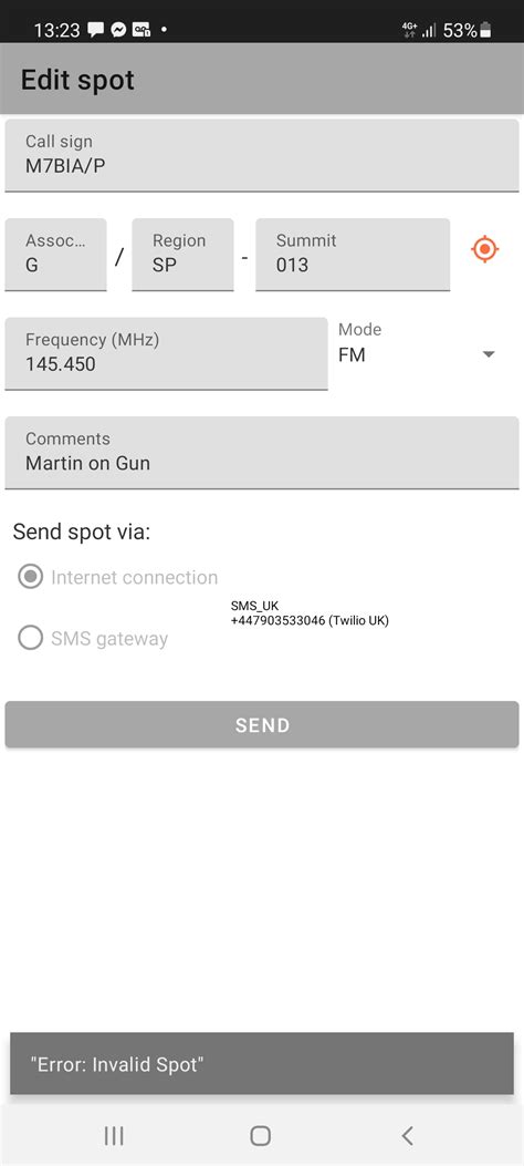 Error Invalid Spot Third Party Software Sota Reflector