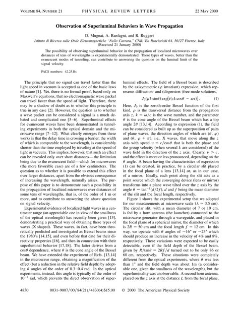 Pdf Observation Of Superluminal Behaviors In Wave Propagation