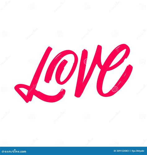 Pink Color Love Word Modern Type Letters Sign Stock Vector Illustration Of Poster Style
