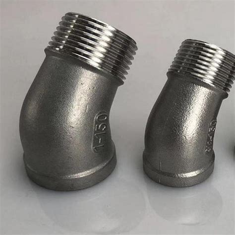 Npt Bspt Threaded Casting Stainless Steel Pipe Fittings 45 Degree