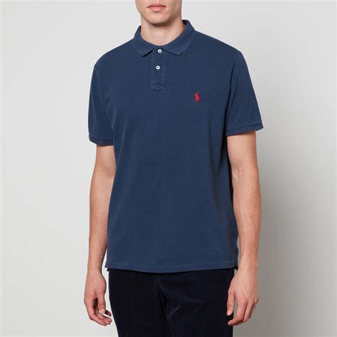 Polo Ralph Lauren Mens Custom Slim Fit Mesh Polo Shirt Cruise Navy