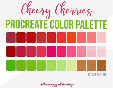 Red Procreate Color Palette Ipad Lettering Digital Art Procreate Swatches Cherry