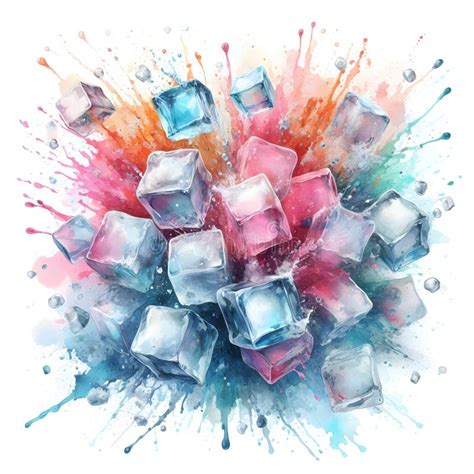 Ice Cubes Exploding Creating A Colorful Splash Stock Illustration Illustration Of Drink Cool