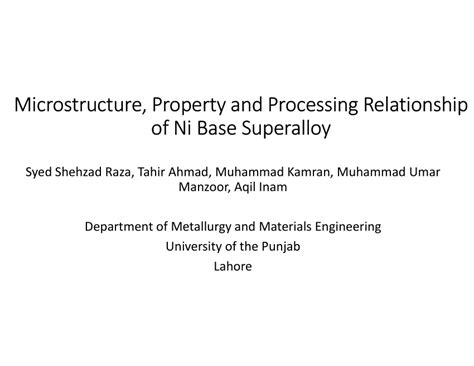 Pdf Microstructure Property And Processing Relationship Of Ni Base