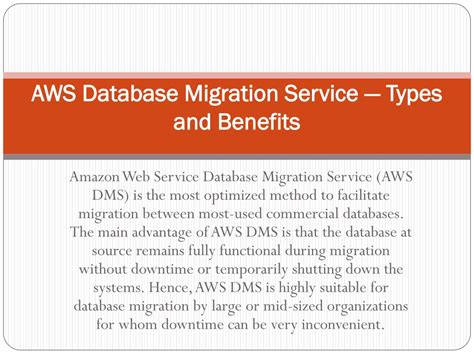 Ppt Aws Database Migration Service — Types And Benefits Powerpoint