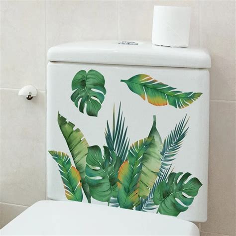 Badu Bg Зелени растителни листа Стикер за стена Баня Тоалетна Декор Шкаф за хол Декорация на