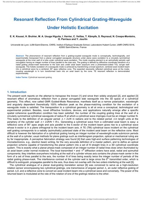 Pdf Resonant Reflection From Cylindrical Grating Waveguide Under
