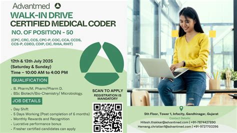 Advantmed Walk In Drive For Certified Medical Coders Fresher Or Experienced On 12th And 13th