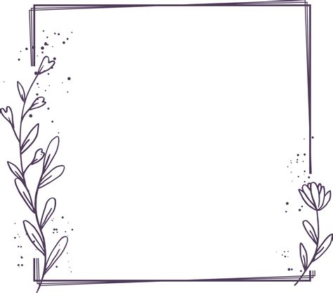 minimalist floral frame with hand drawn leaf and shape simple floral