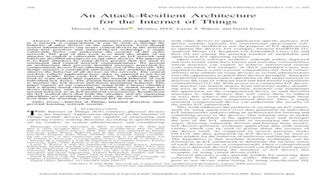 pdf an attack resilient architecture for the internet of thingsevans pubs attack resilient iot