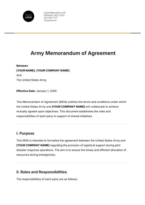 Air Force Memorandum Of Understanding Template