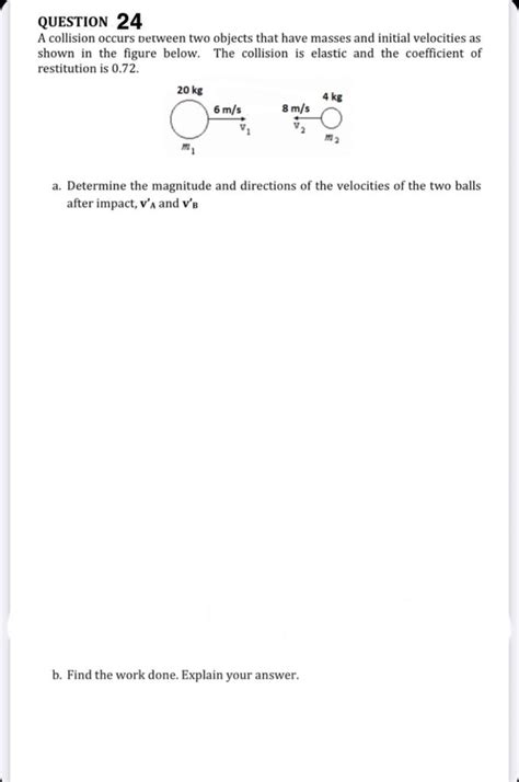Solved A Collision Occurs Between Two Objects That Have Chegg