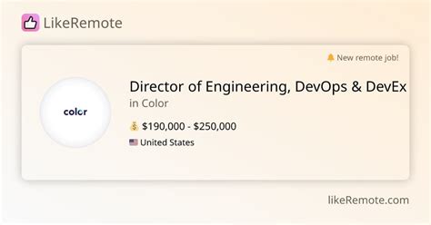 📩 Director Of Engineering Devops And Devex At 🏢 Color Salary 💰190000 250000 📍remote Job