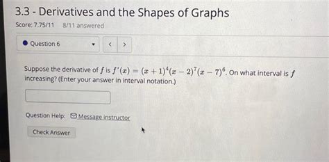 Solved Derivatives And The Shapes Of Graphs Score Chegg Com