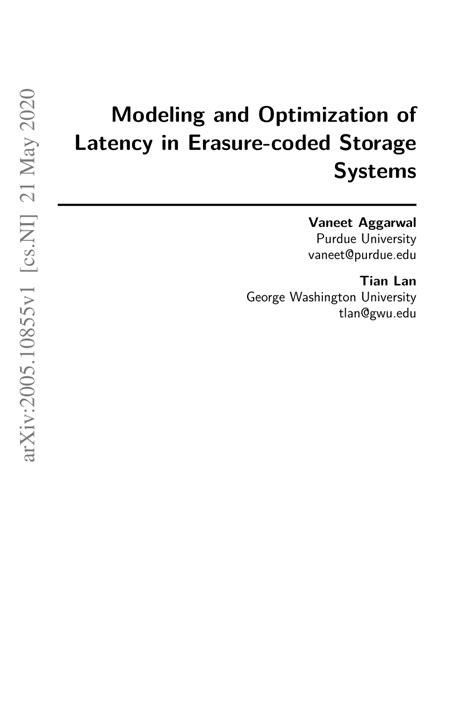Pdf Modeling And Optimization Of Latency In Erasure Coded Storage Systems