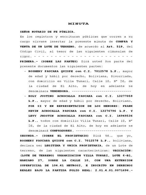 Minuta Terreno Rosmery Pdf Justicia Crimen Y Violencia