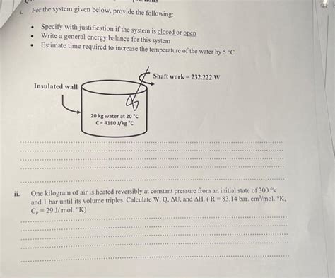solved i for the system given below provide the following