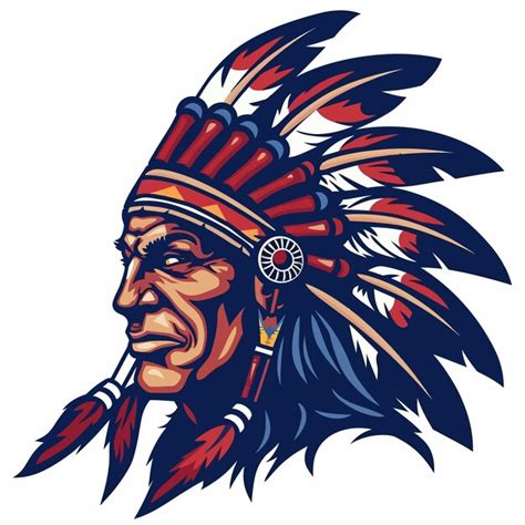 아메리카 원주민 족장 의 흑백 사진 프리미엄 벡터