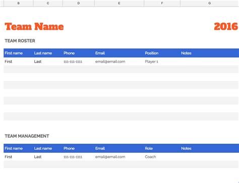 Google Sheets Roster Template