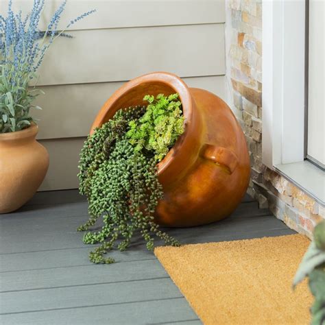 Style Selections Urn 160 In W X 160 In L Brown Clay Indooroutdoor
