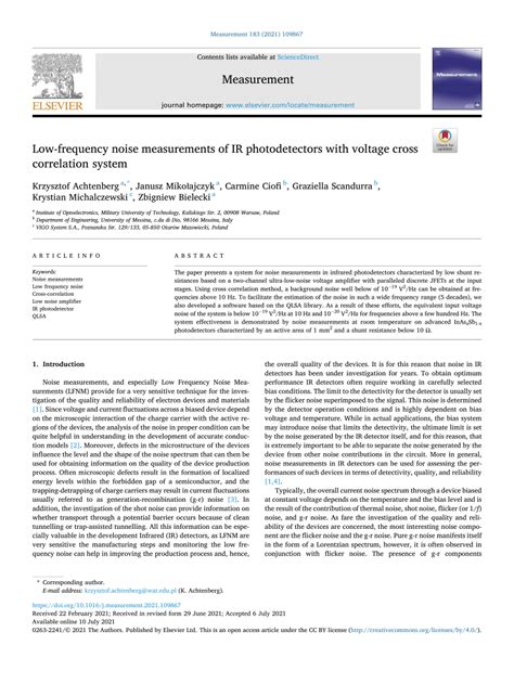Pdf Low Frequency Noise Measurements Of Ir Photodetectors With