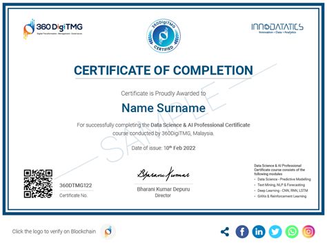 Professional Certificate In Data Science And Ai 360digitmg