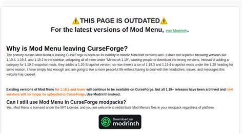 Some Mods Are Leaving Curseforge · Issue 626 · Fabulously Optimized
