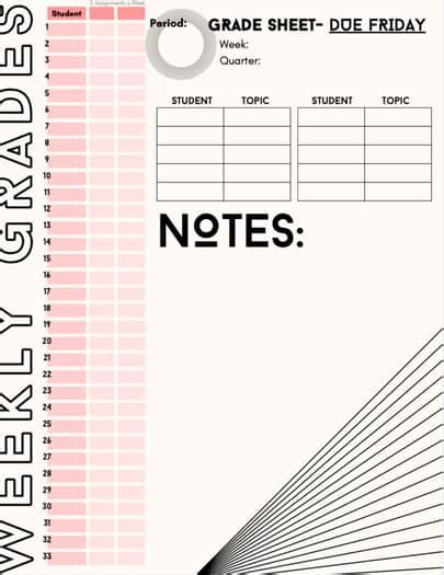 Weekly 2 Assignment Grade Sheet By The Audhd Teacher Tpt