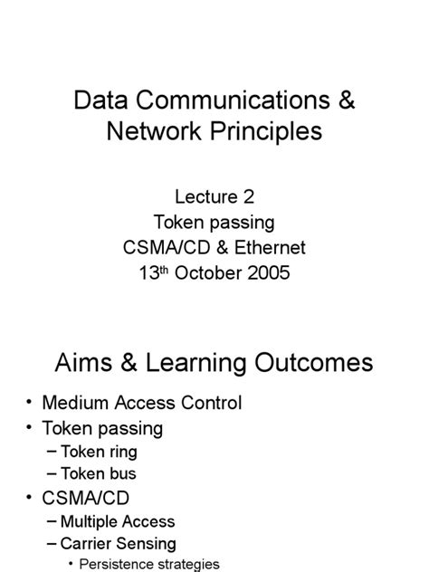 Data Communications And Network Principles Token Passing Csmacd