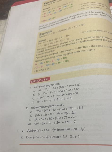 Exercise 84 1 Add These Polynomials A Studyx