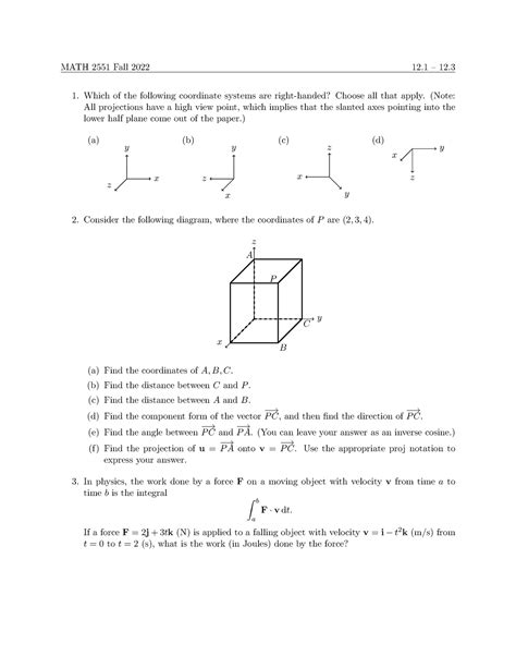 Ws1 12 Multivariable Calculus Is A Branch Of Calculus That Deals With Functions Of Math 2551