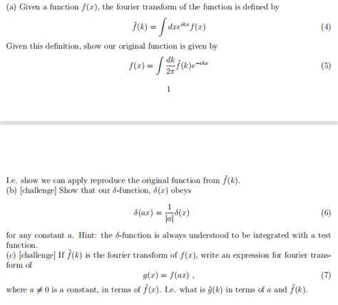 Solved A Given A Function F X The Fourier Transform Of Chegg