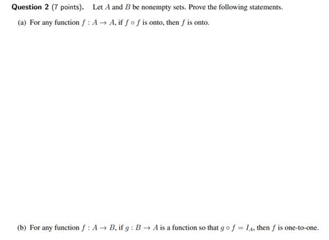 solved question 2 7 points let a and b be nonempty sets