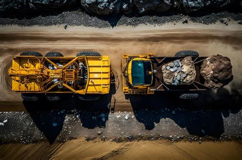 Premium Ai Image Open Pit Mine Extractive Industry For Coal Big Yellow Mining Truck Machinery