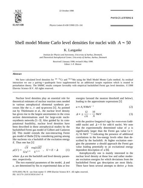 Pdf Shell Model Monte Carlo Level Densities For Nuclei With A∼50 Dokumen Tips